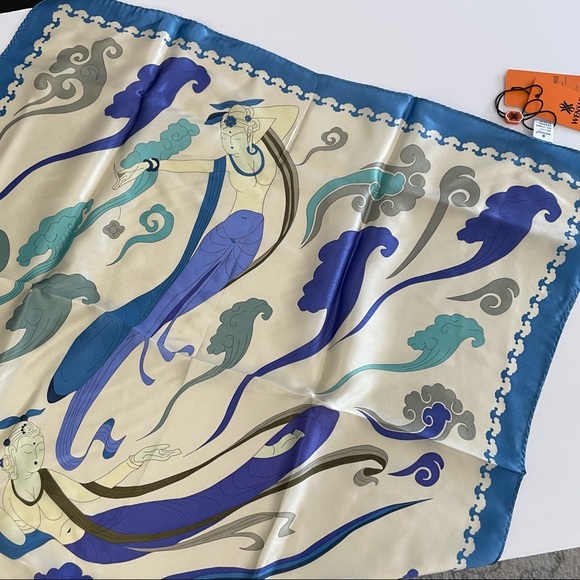 Wensli | Accessories | Wensli Silk Scarf Mermaid Pattern In Beautiful ...